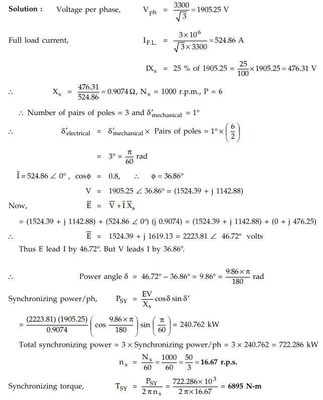 Synchronizing Power - Alternators