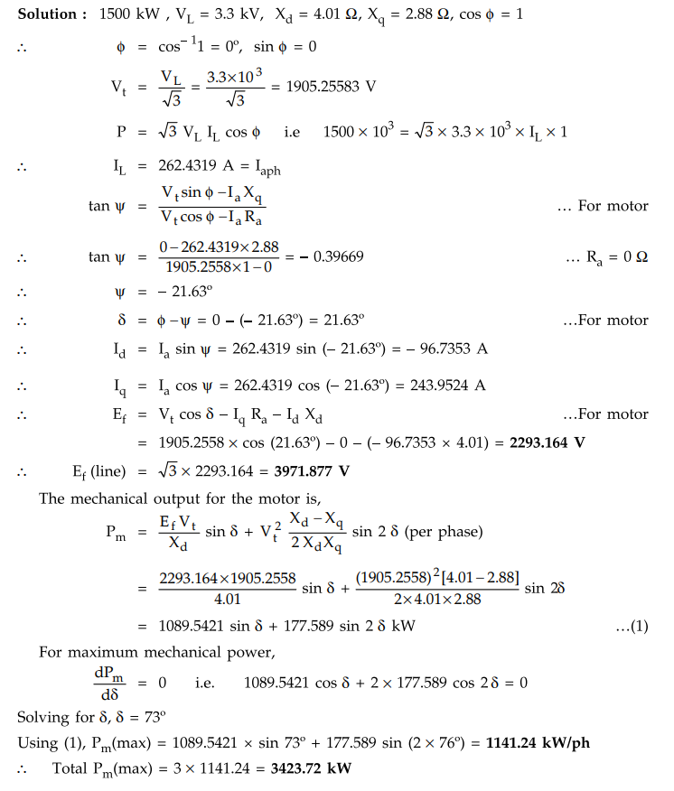 Two Reaction Theory for Synchronous Motor