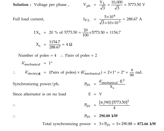 Synchronizing Power - Alternators