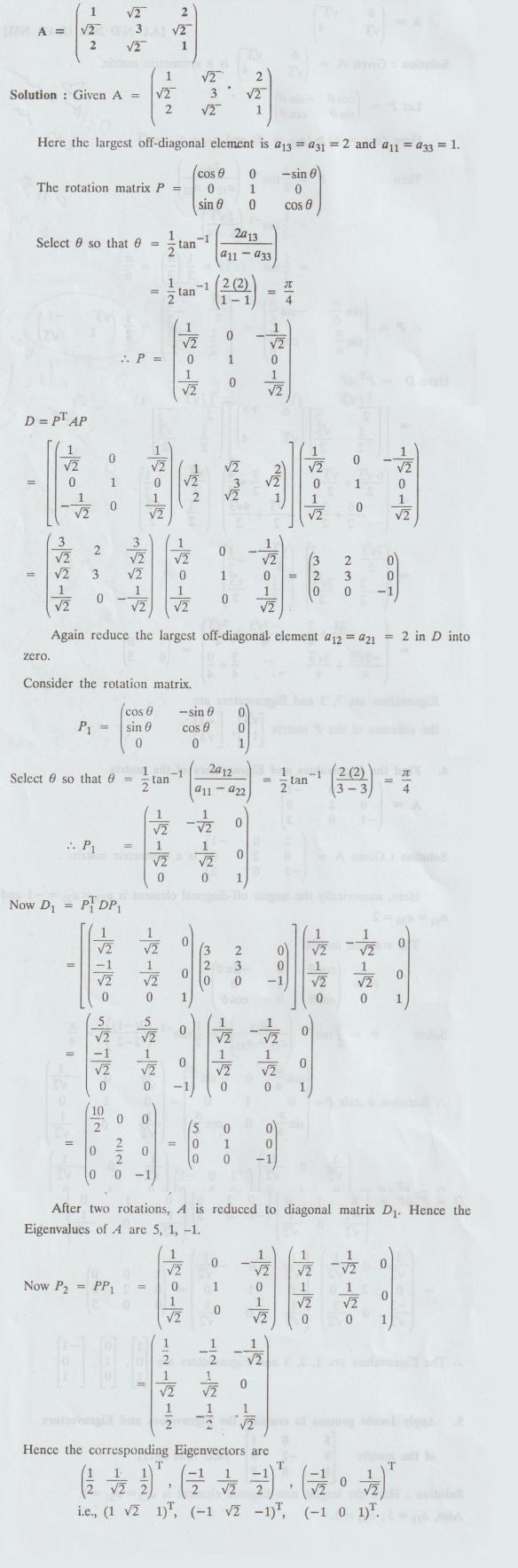 Eigenvalue Of A Matrix By Jacobi Method For Symmetric Matrix Solved Example Problems