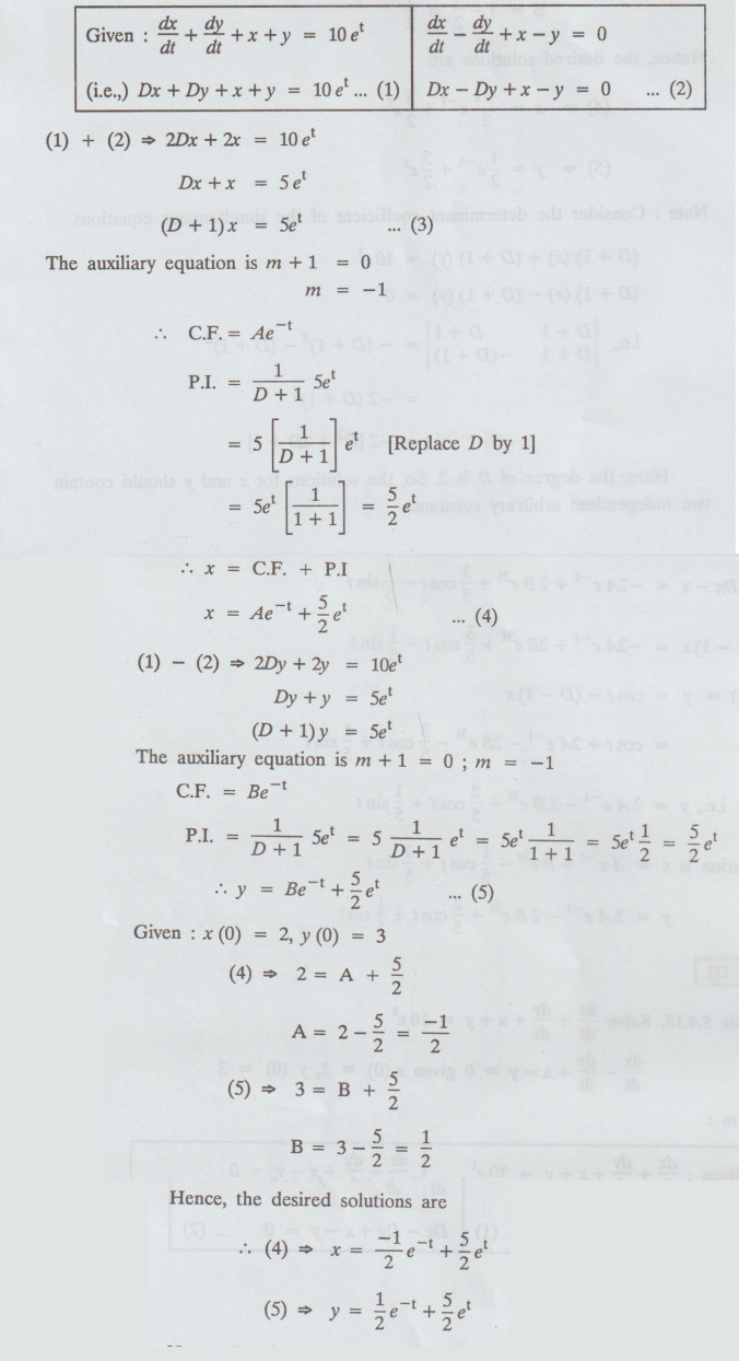 Problems Based On System Of Simultaneous Linear Differential Equations With Constant Co