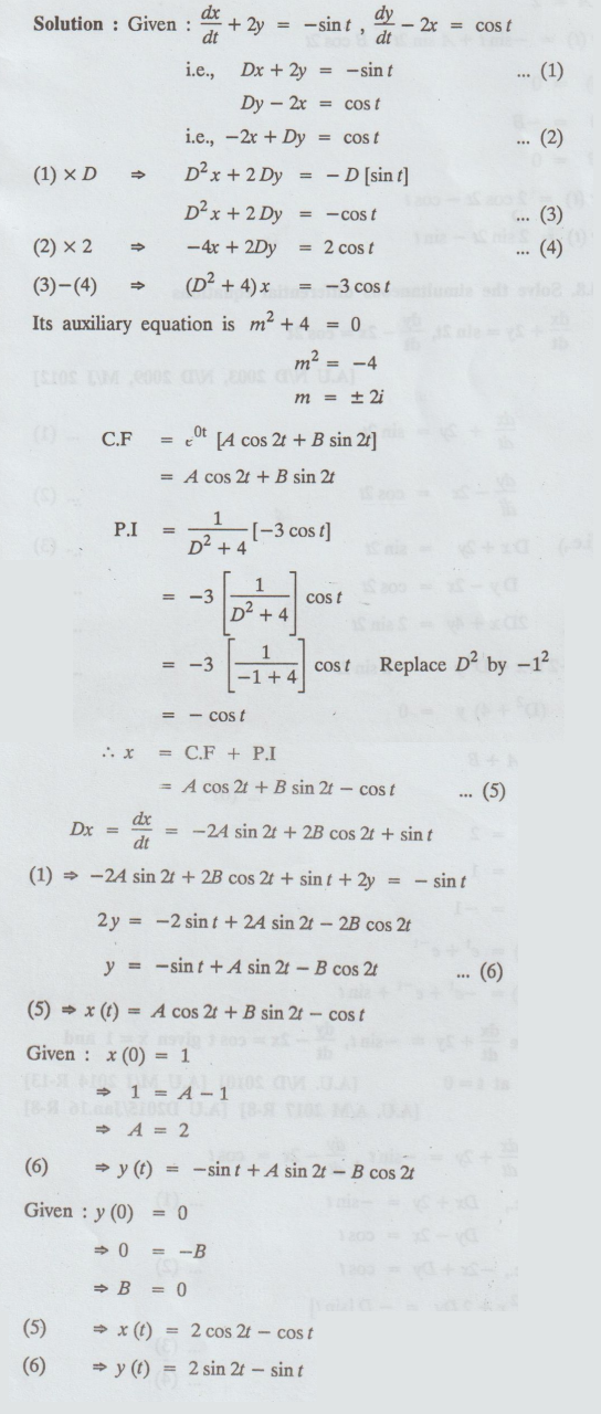Problems Based On System Of Simultaneous Linear Differential Equations With Constant Co