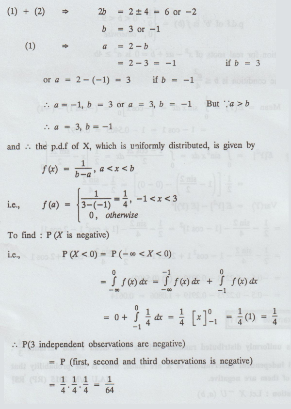 Uniform distribution (or) Rectangular Distribution: Example Solved Problems - Random variables