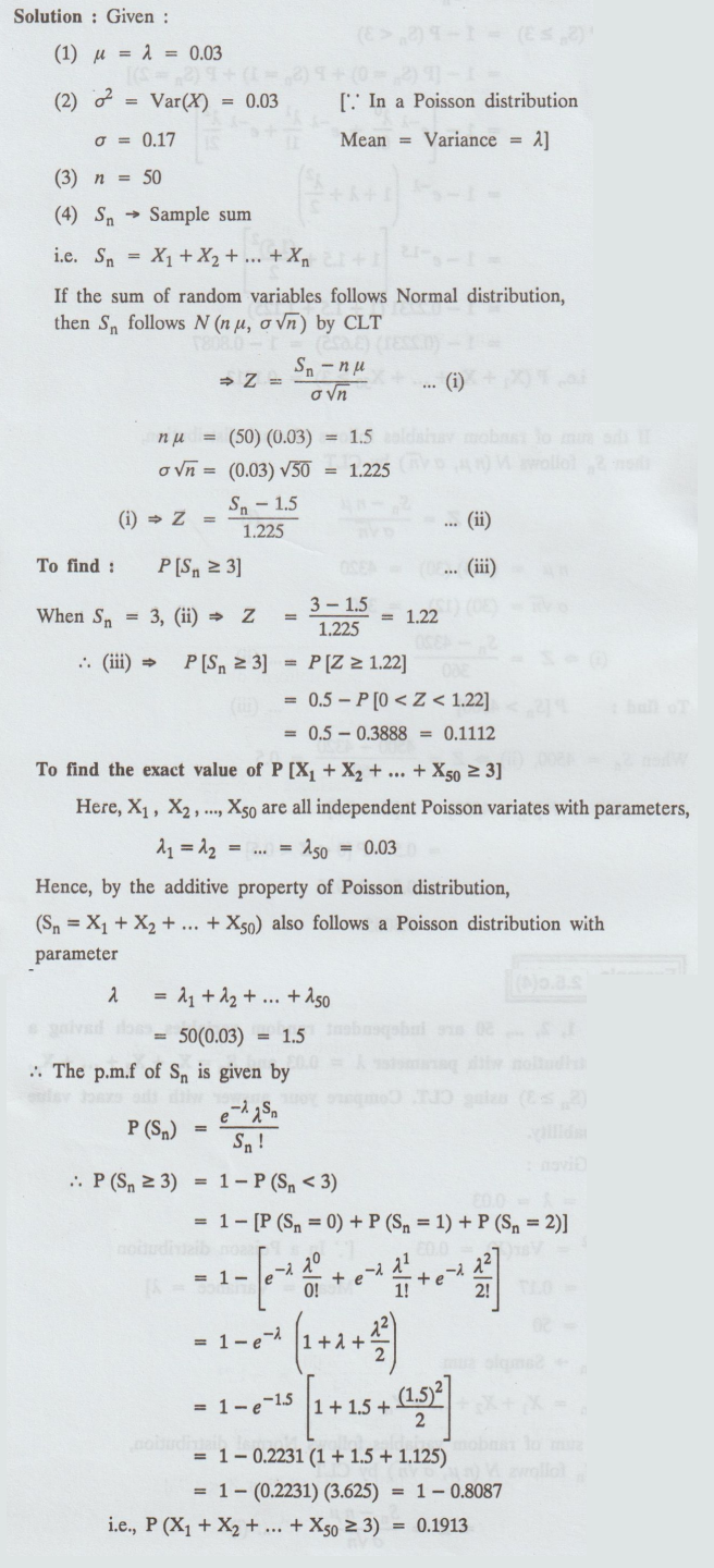 Central limit theorem: Example Solved Problems - Two dimensional random variables