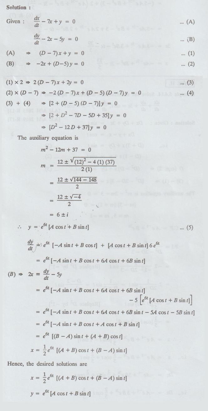Problems Based On System Of Simultaneous Linear Differential Equations With Constant Co