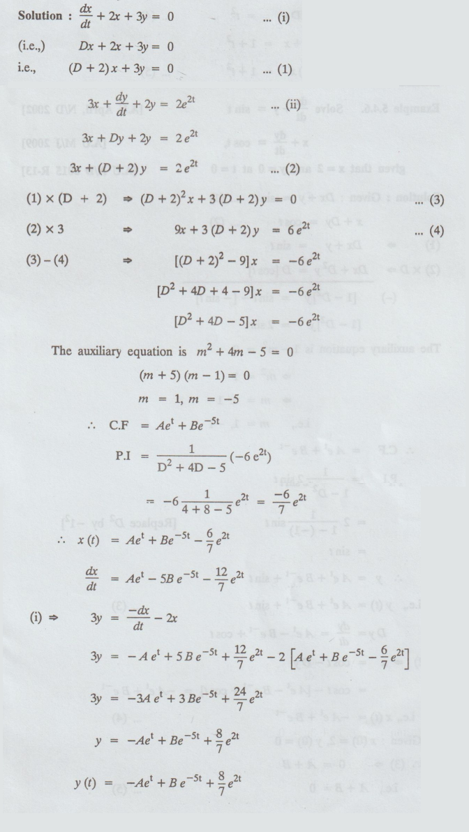 Problems Based On System Of Simultaneous Linear Differential Equations With Constant Co