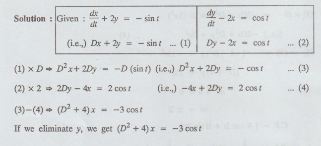 Problems Based On System Of Simultaneous Linear Differential Equations With Constant Co