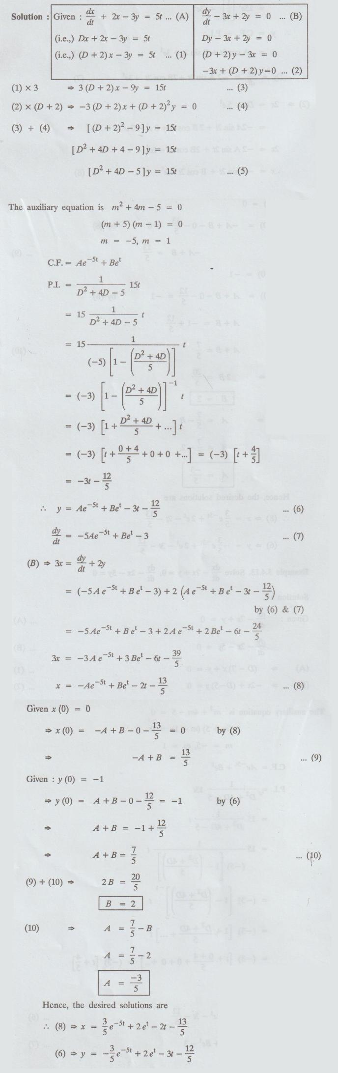 Problems Based On System Of Simultaneous Linear Differential Equations