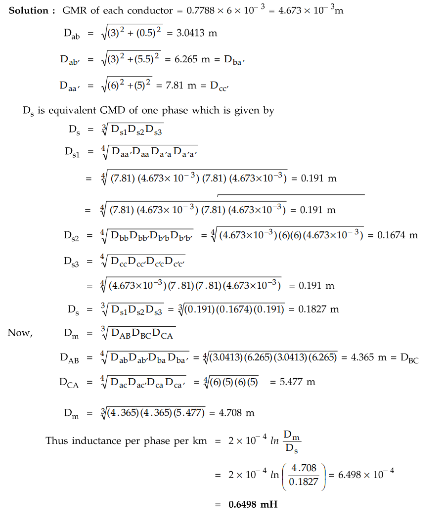 Inductance Of Three Phase Double Circuit With Symmetrical Spacing